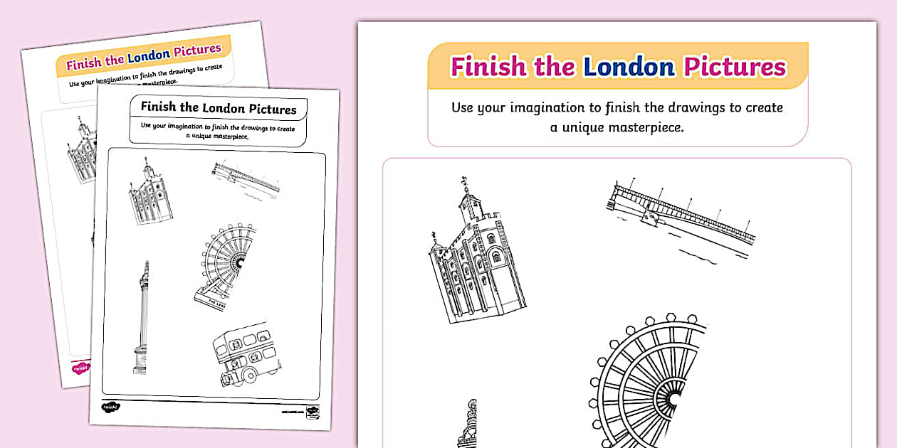 Finish the London Picture Worksheet (teacher made) - Twinkl