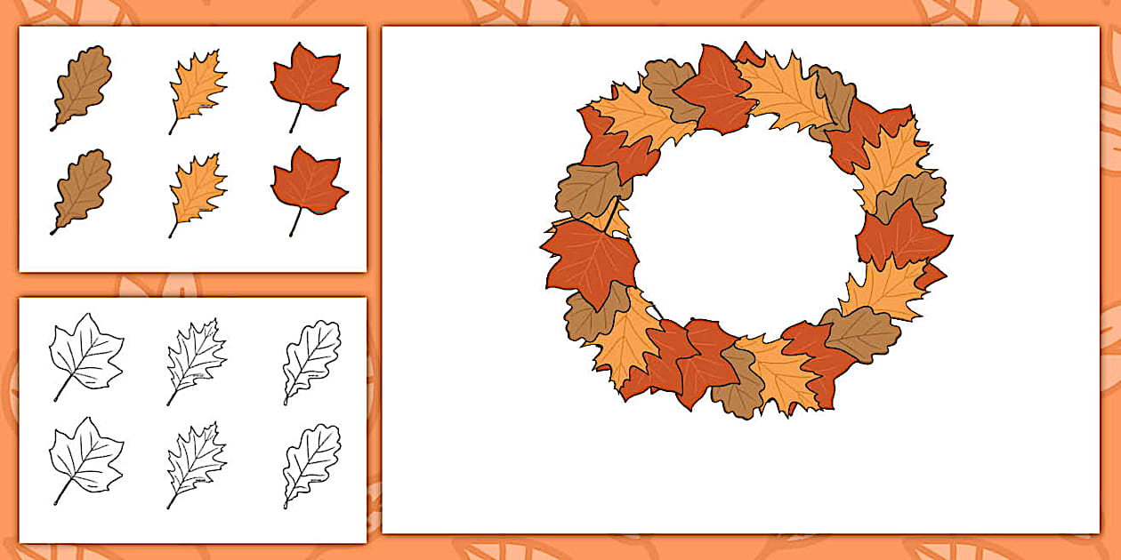 Hojas de otoño para colorear y recortar (teacher made)