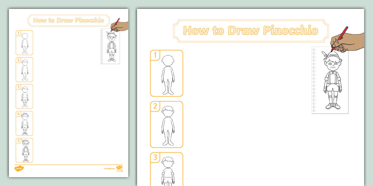 How to Draw Pinocchio (teacher made) - Twinkl