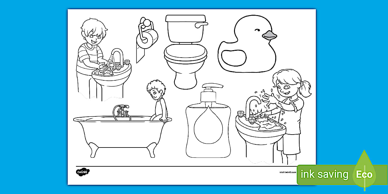 Bathroom Doodle Colouring Page (teacher made) - Twinkl