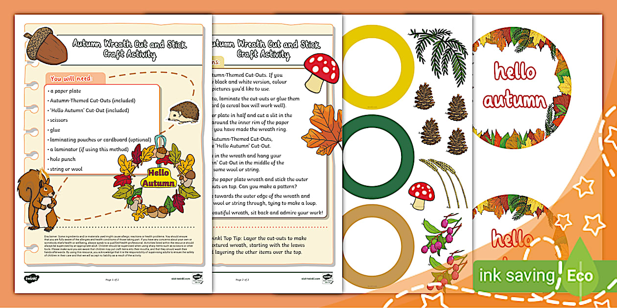 Autumn Wreath Cut and Stick Craft Activity | Harvest