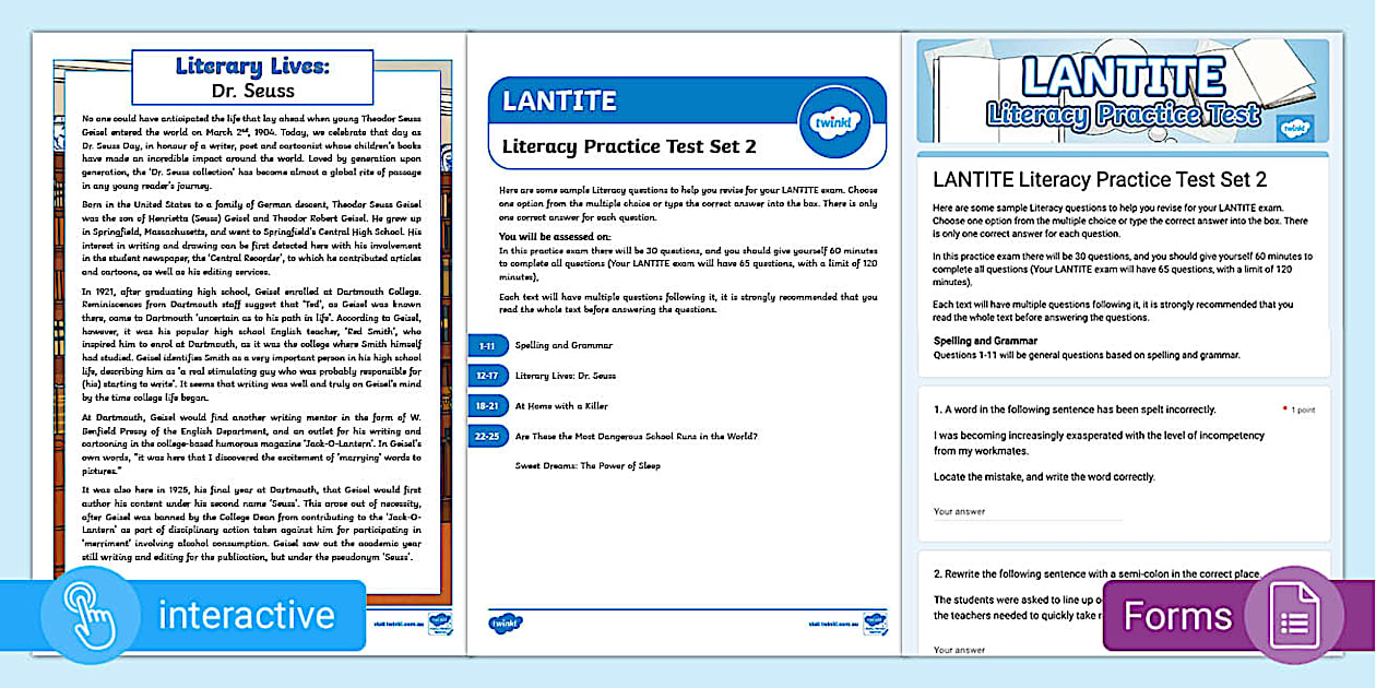 LANTITE Literacy Preparation Practice Tests | Prac Teachers