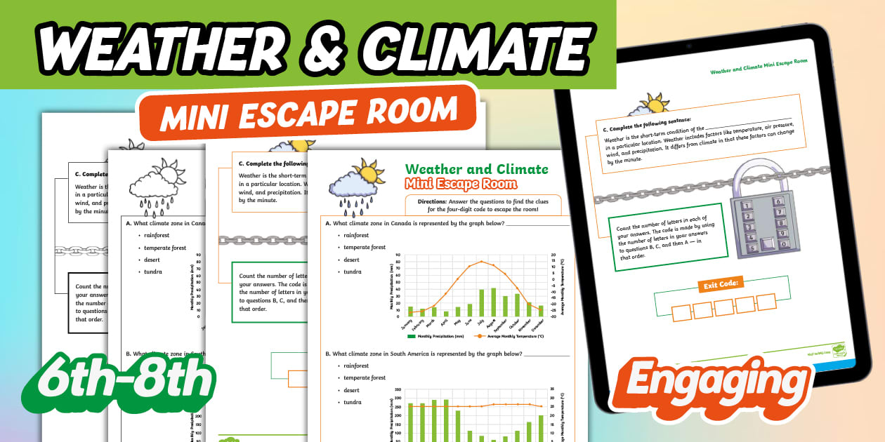 Weather and Climate Mini Science Escape Room for 6th-8th
