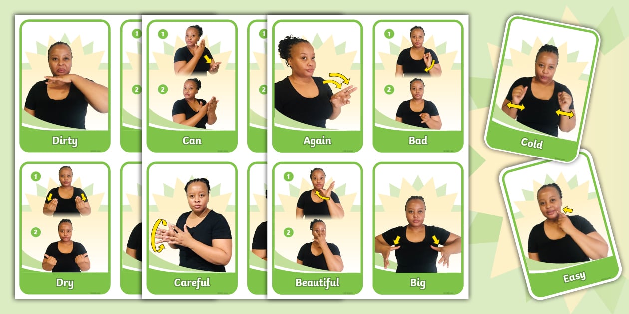 FP SASL Everyday Description Signs Flashcards CAPS - Twinkl