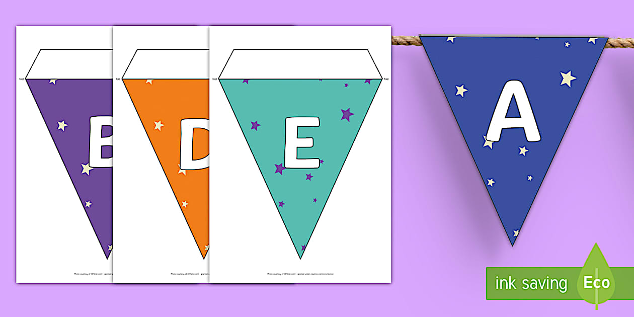 Cursive Star Themed Alphabet Bunting (professor feito)