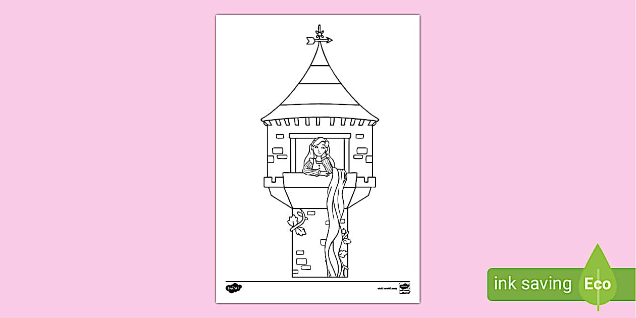 Rapunzel in Tower Colouring Sheet | Colouring Sheets