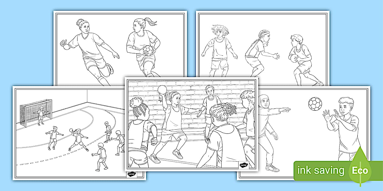 Handball Colouring Sheets (teacher made) - Twinkl