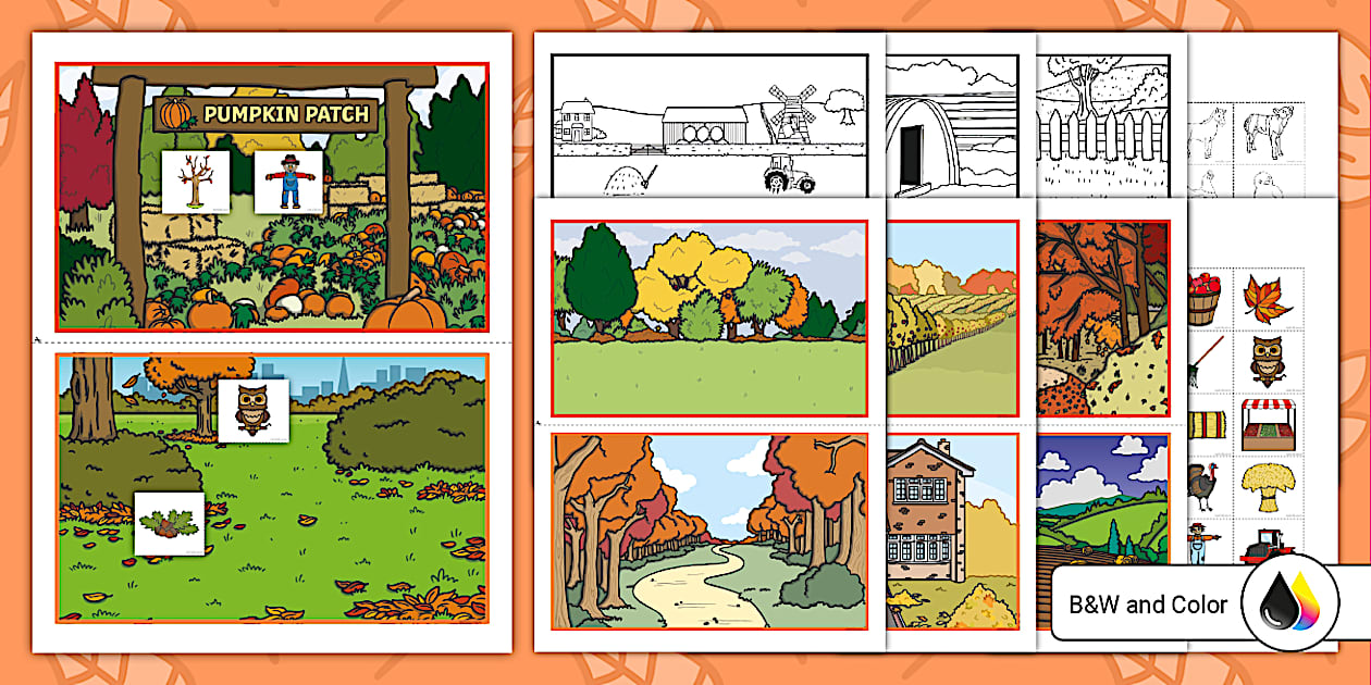 Early Childhood Fall Build a Story Busy Bag Worksheet