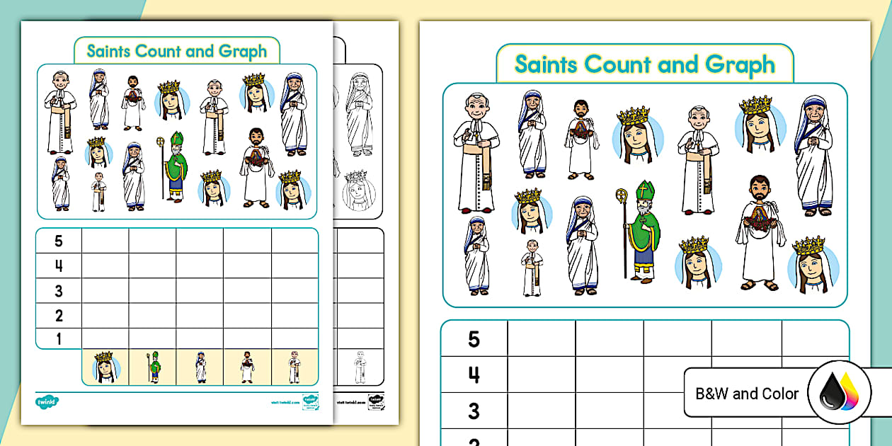 Saints Count and Graph Worksheet (teacher made) - Twinkl
