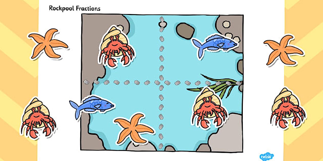 Rockpool Fractions Cut and Stick Activity (teacher made)
