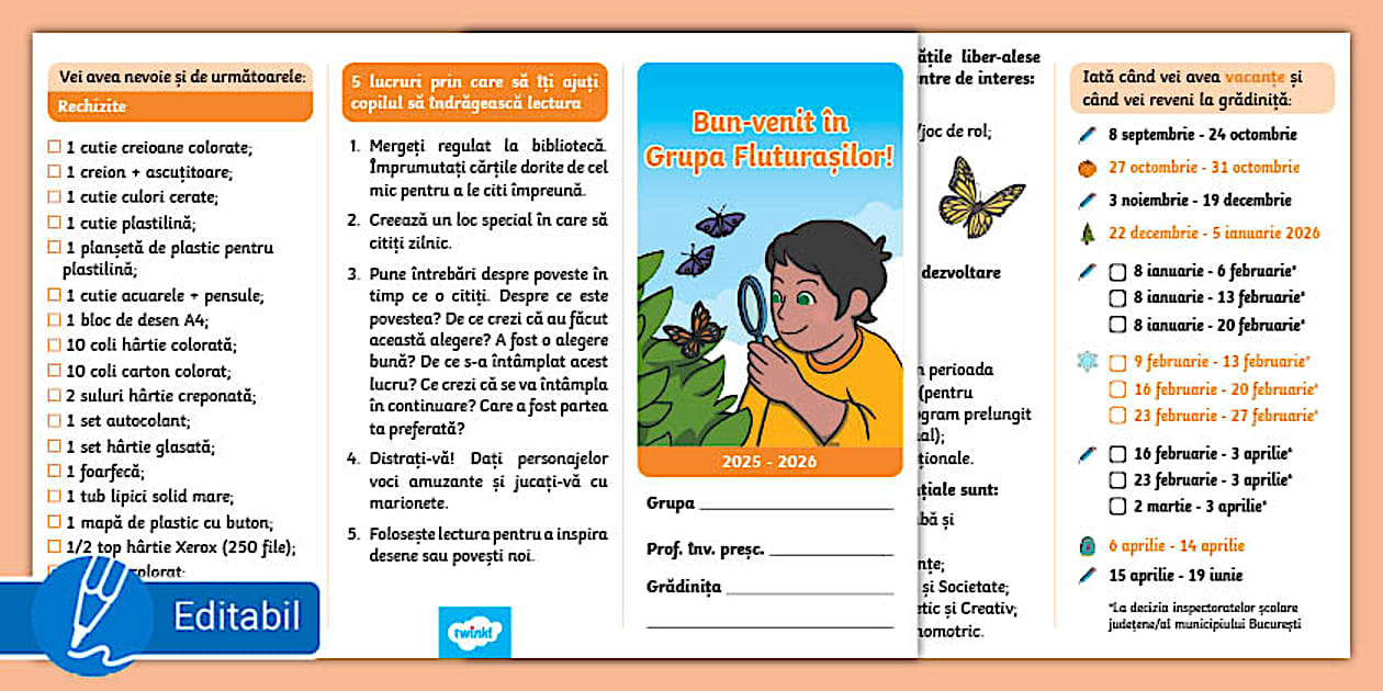 Grupa Fluturașilor Pliant început an școlar grupa mijlocie