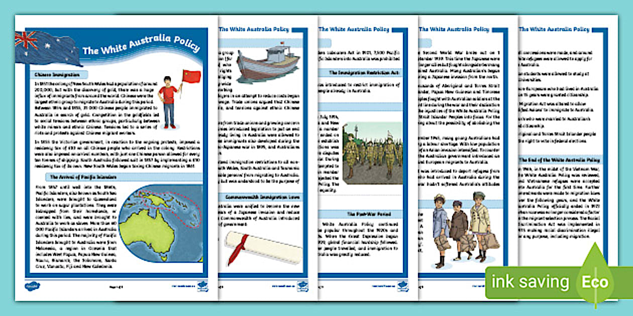 The White Australia Policy Fact File (teacher made) - Twinkl