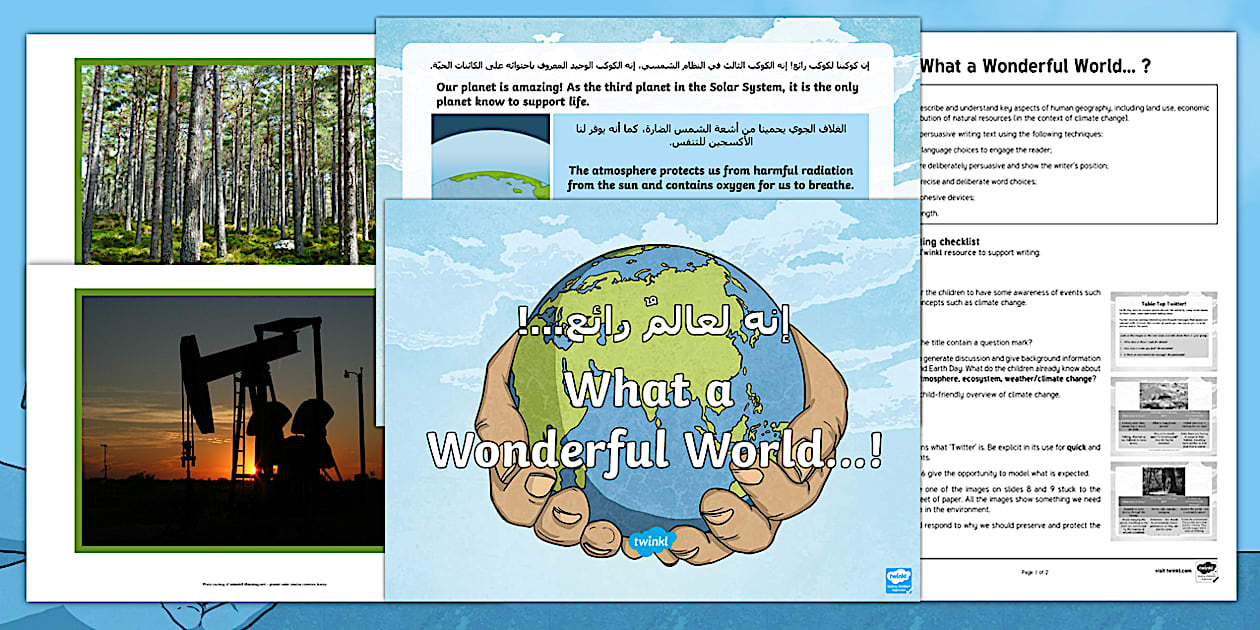 Earth Day Persuasive Writing Lesson Plan and Enhancement Ideas Arabic