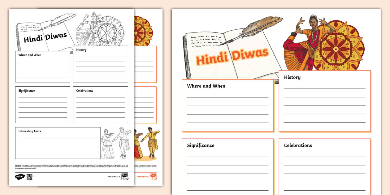 Hindi Diwas Fact File Template (teacher made) - Twinkl