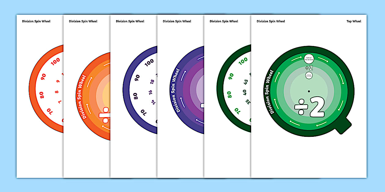 Editable 2 5 10 x Table Division Facts Spin Wheel Pack