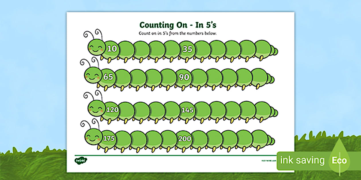 Counting On in 5s Caterpillar Worksheet (teacher made)