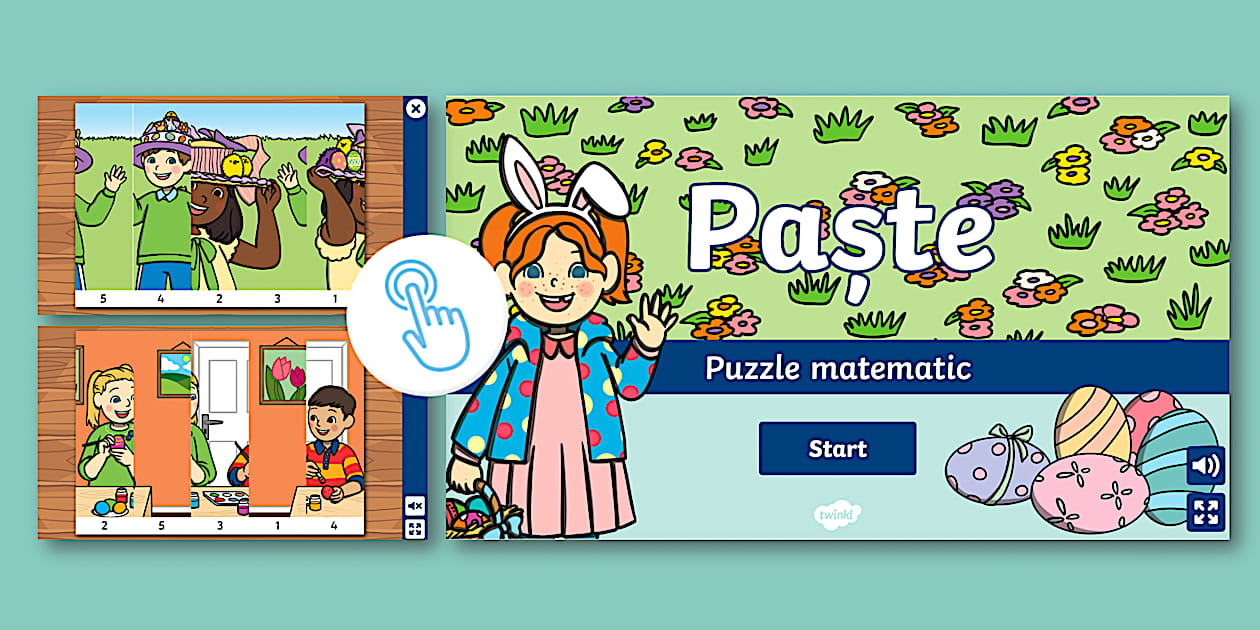 Grupa mijlocie: Paște – Puzzle matematic online - Twinkl