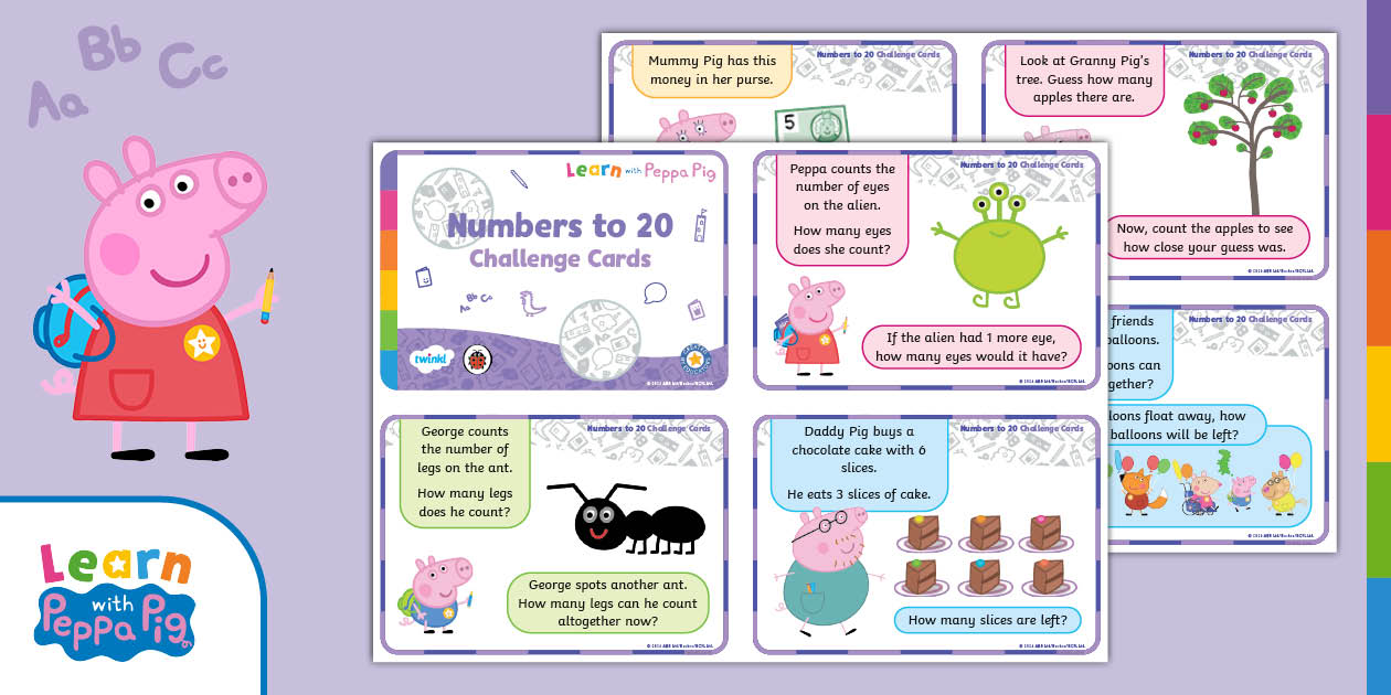 👉 Peppa Pig: Numbers to 20 Challenge Cards