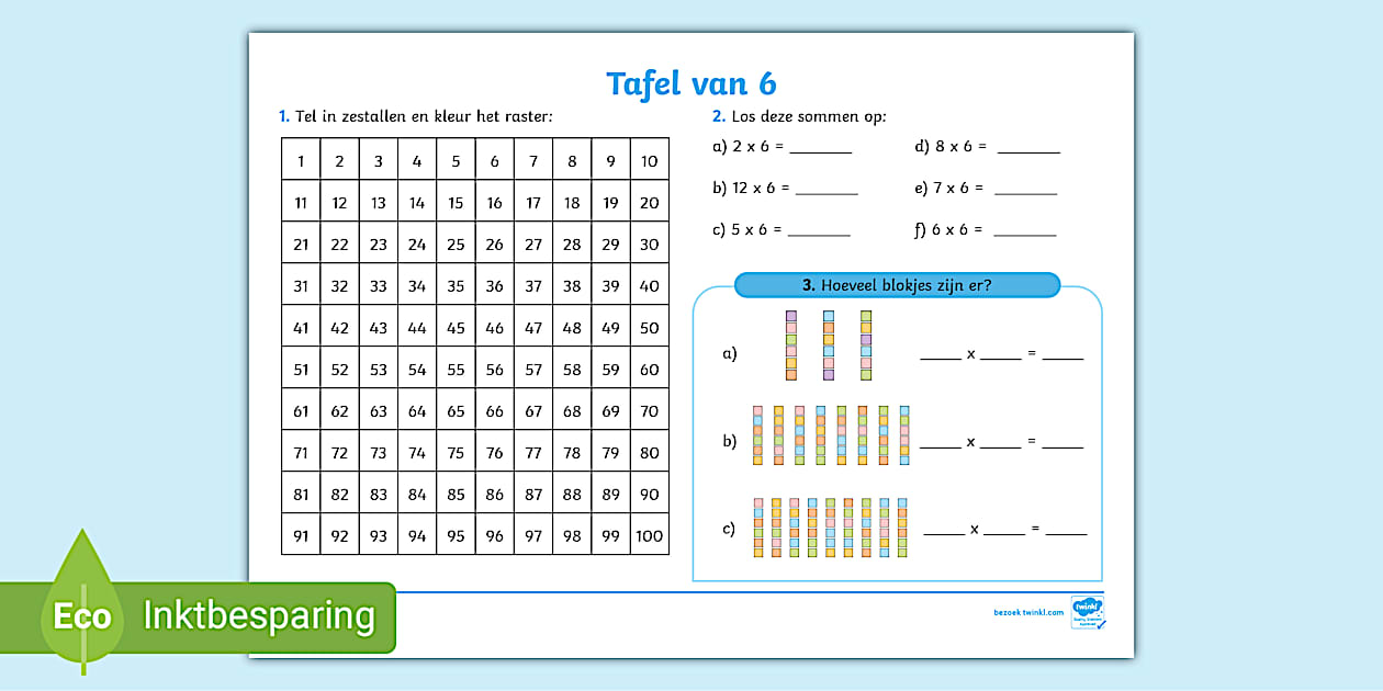 Tafel Van 6 Sommen (teacher made) - Twinkl