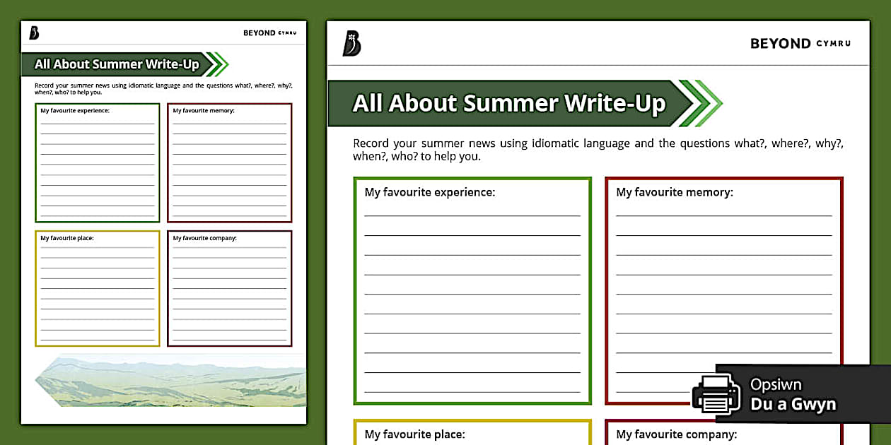 Summer Holiday Write-Up Activity Sheet PS4 (Teacher-Made)