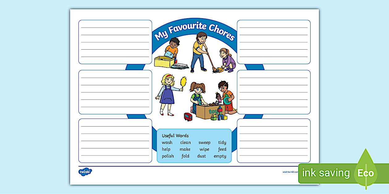 My Favourite Chores Writing Activity, Responsibilities