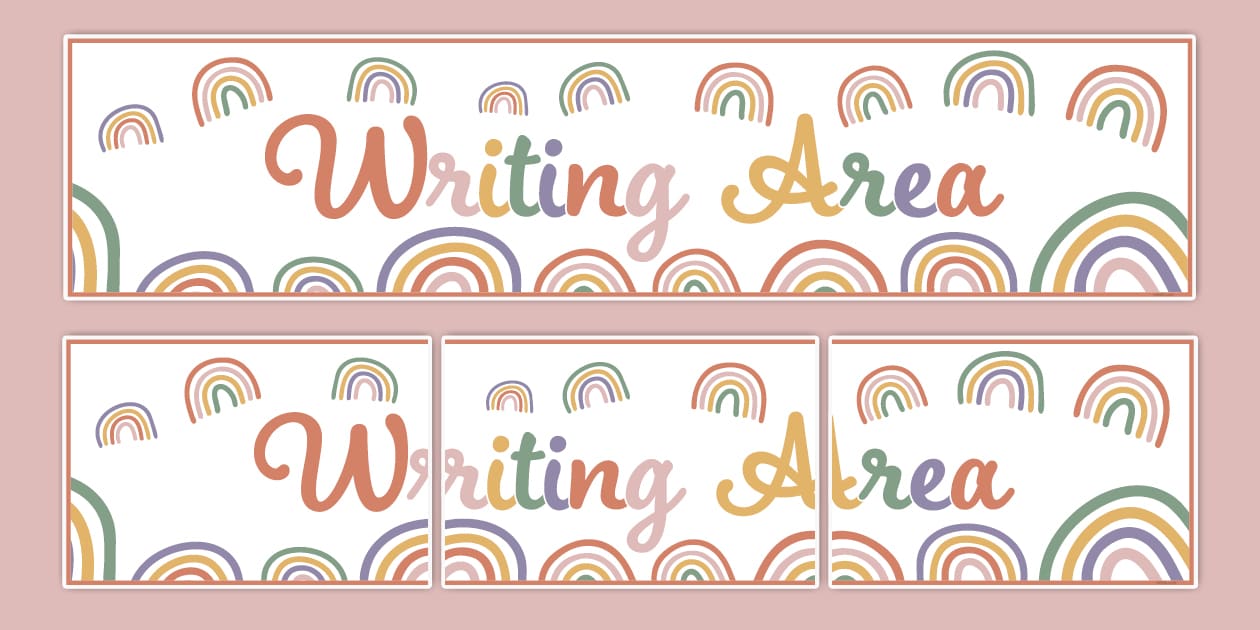Writing Area Muted Rainbow Display Banner (teacher made)