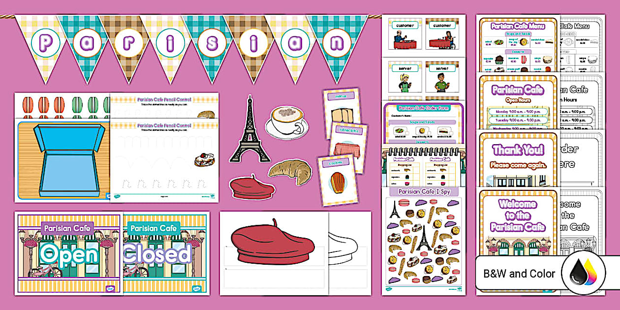Parisian Cafe Dramatic Play Pack