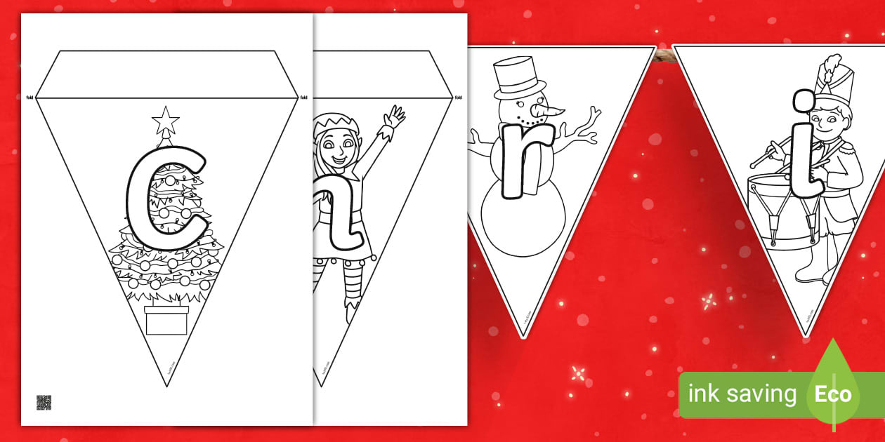 Christmas Bunting Colouring Activity, Christmas Display
