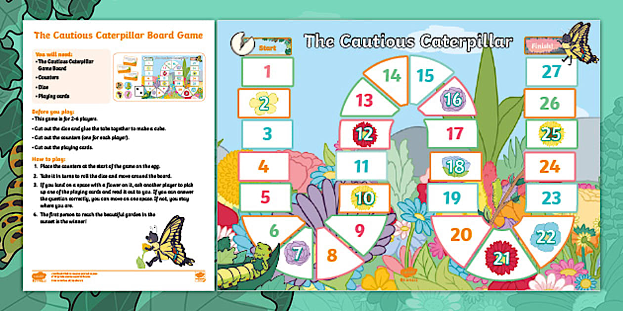 The Cautious Caterpillar Reading Comprehension Board Game