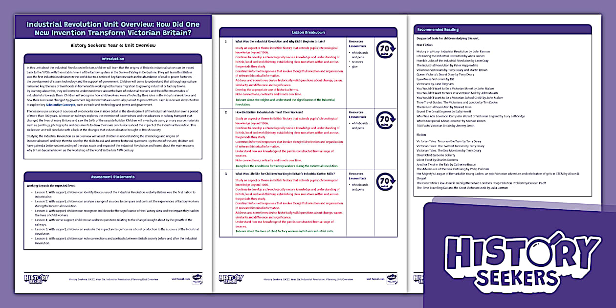 History Seekers:UKS2:The Industrial Revolution Unit Overview