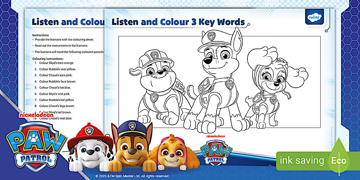 FREE! - PAW Patrol Colouring Game for Kids | Listen and Colour