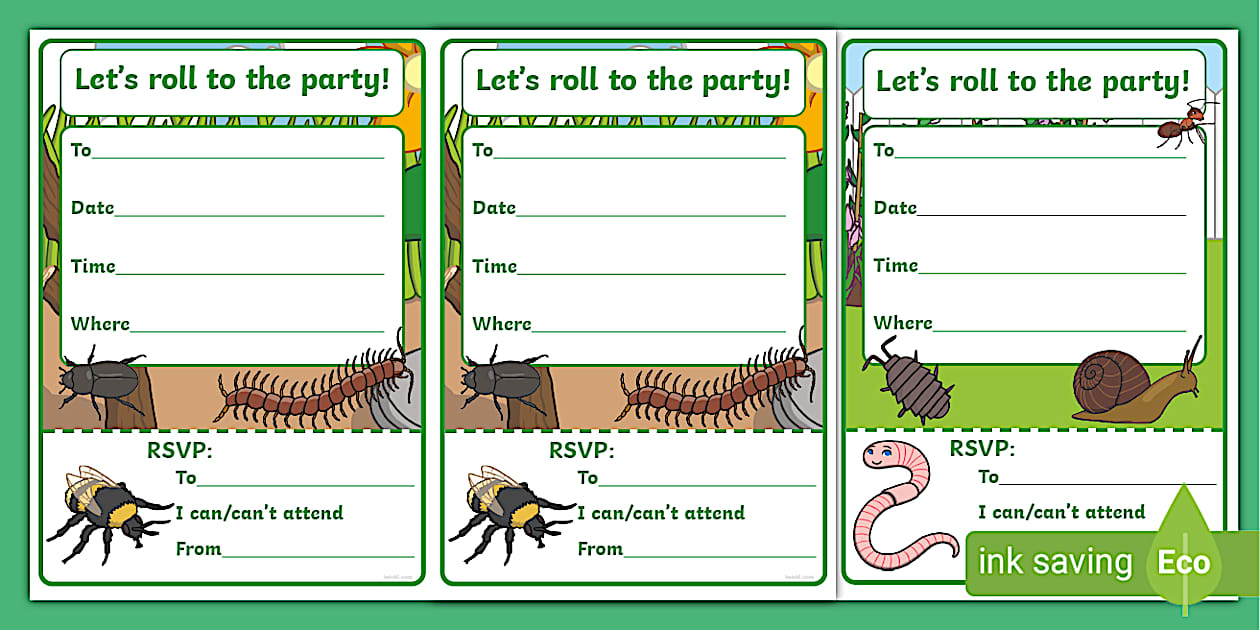A Lively set of Minibeast Themed Invitations | Twinkl Party