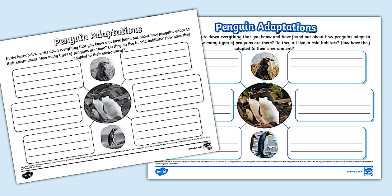 Penguin Adaptations Mind Map (professor feito) - Twinkl