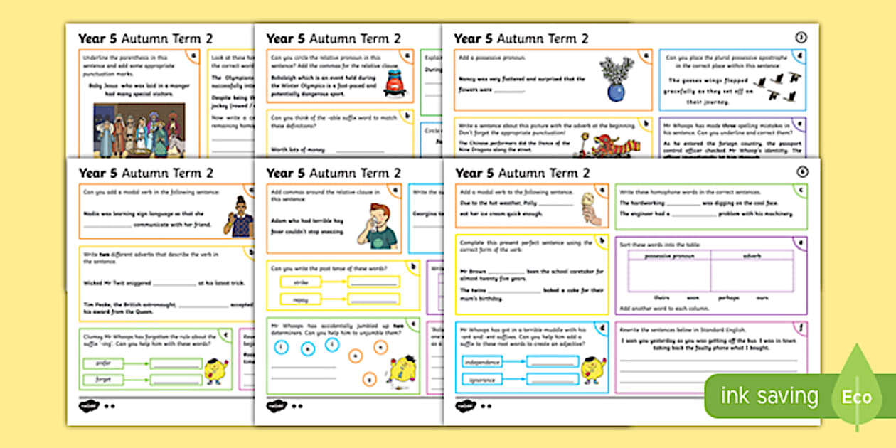 Middle Ability Year 5 Autumn Term 2 SPaG Activity Mats