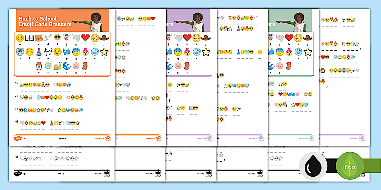 😊 Back to School Emoji Code Breakers (teacher made)