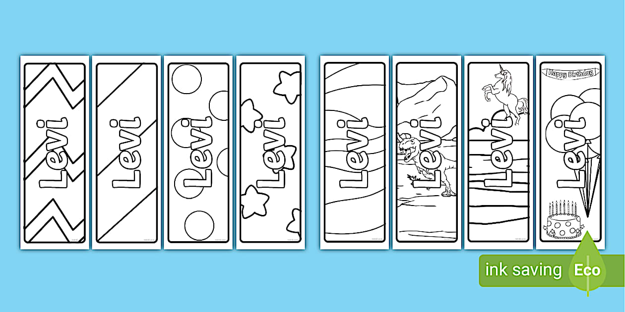 Levi Name Simple Colouring Bookmarks (teacher made) - Twinkl