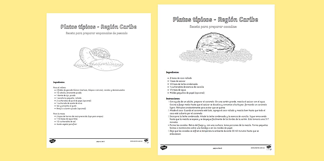 Dibujos de platos típicos de la región Caribe para dibujar