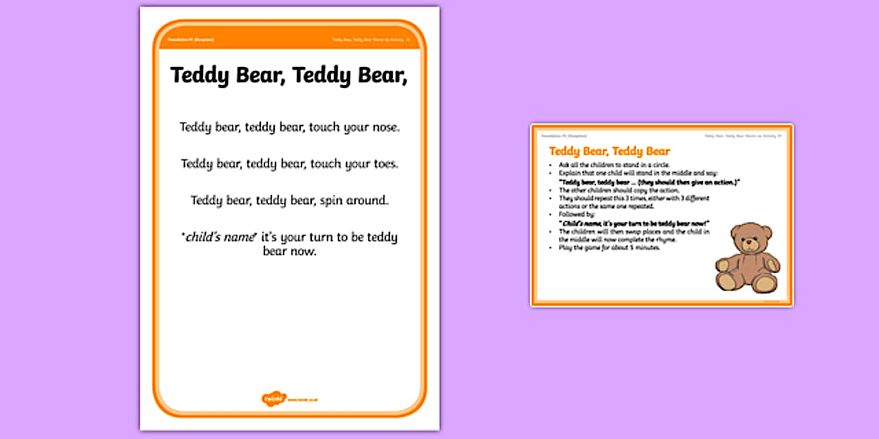 Teddy Bear Teddy Bear Warm-Up Activity Card - Twinkl