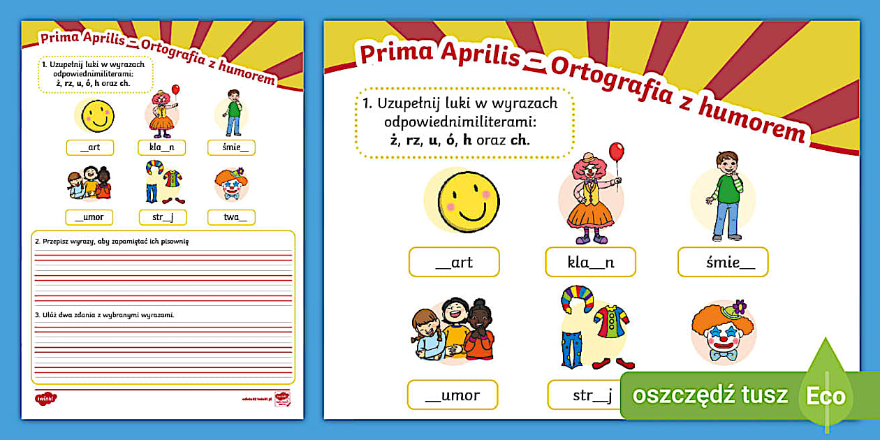 Prima Aprilis | Ortografia z humorem | Karta pracy - Twinkl