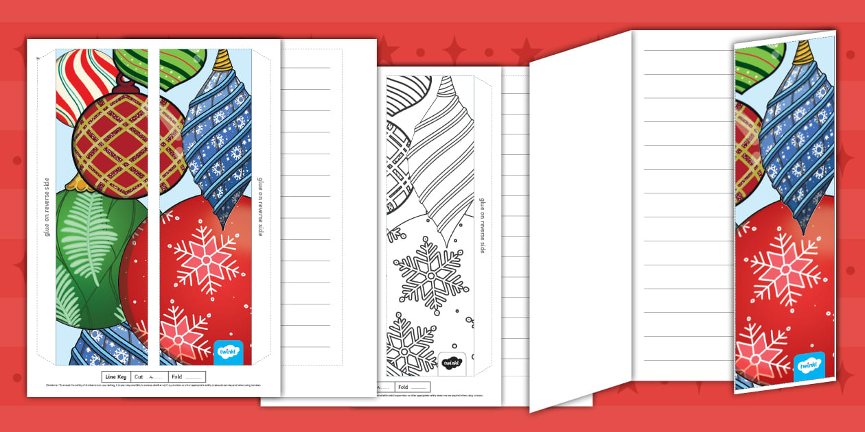 Christmas Bauble Folding Writing Template - Twinkl
