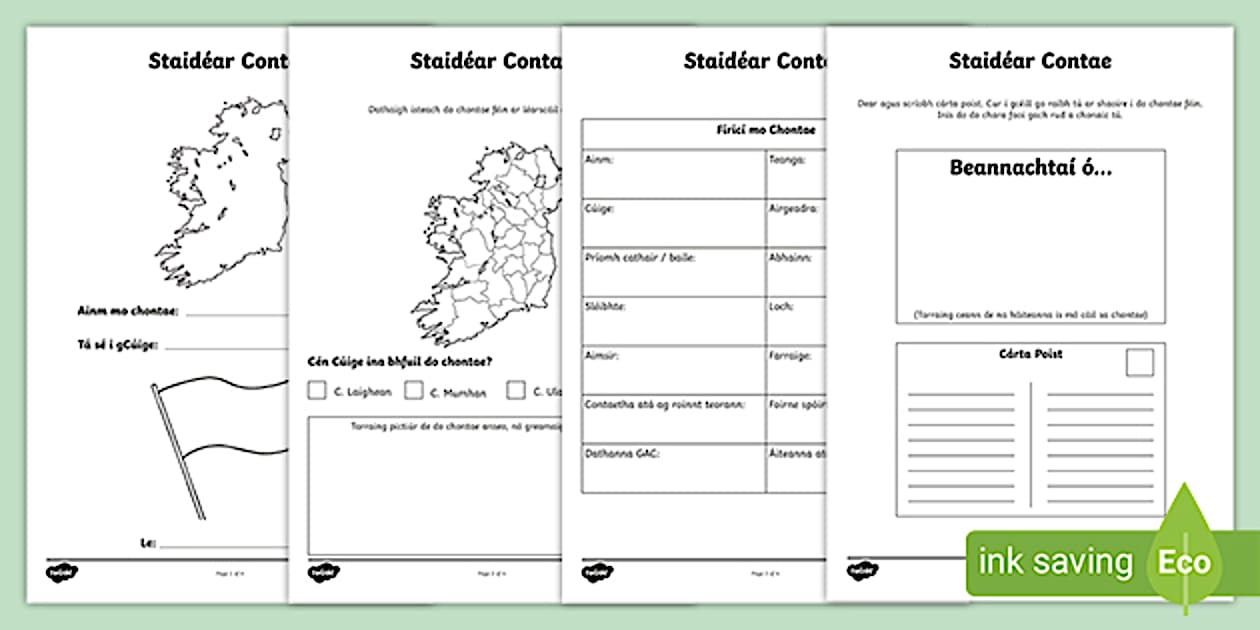My County Worksheets Gaeilge (teacher made) - Twinkl