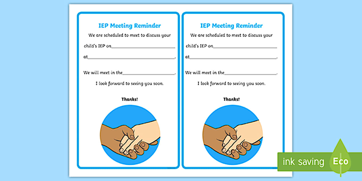 IEP Meeting Reminder Editable Notes (teacher made) - Twinkl