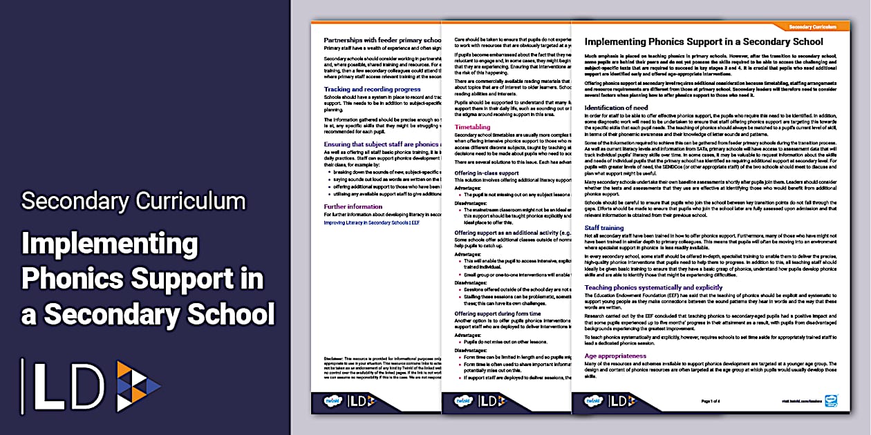 Implementing Phonics Support in a Secondary School - Leaders