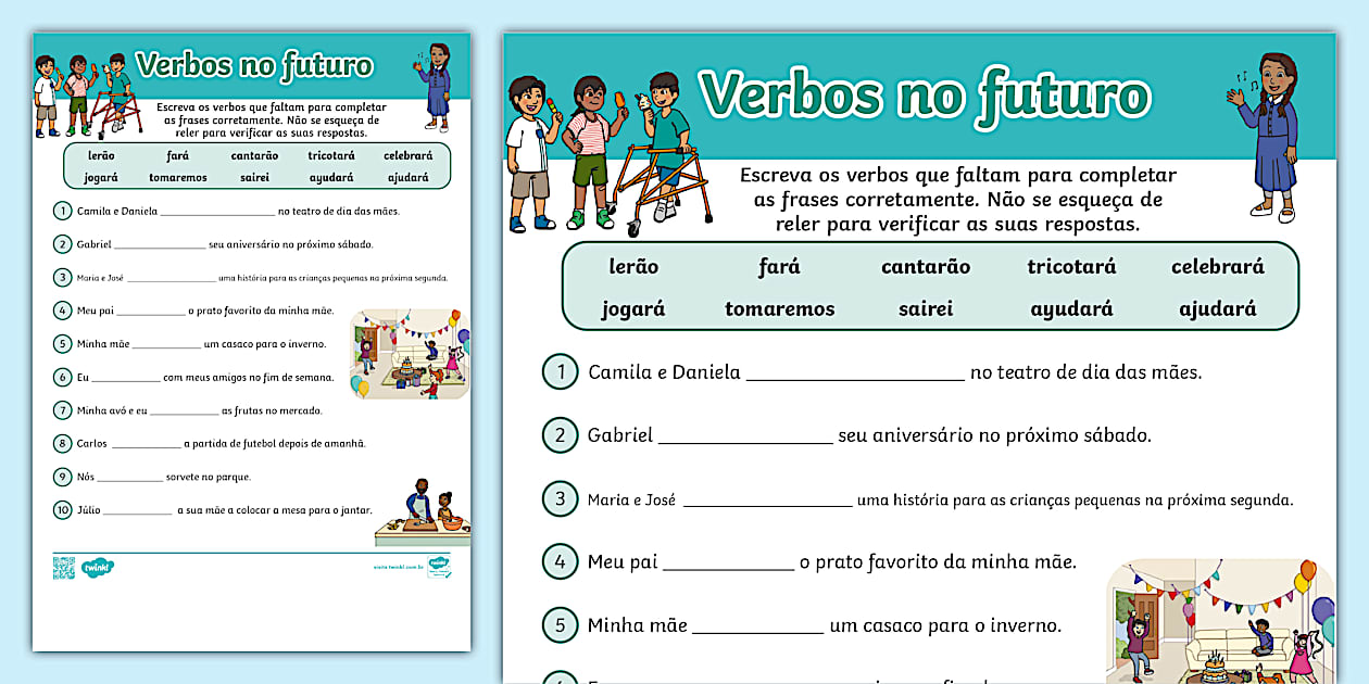 Complete com os verbos no futuro (teacher made) - Twinkl