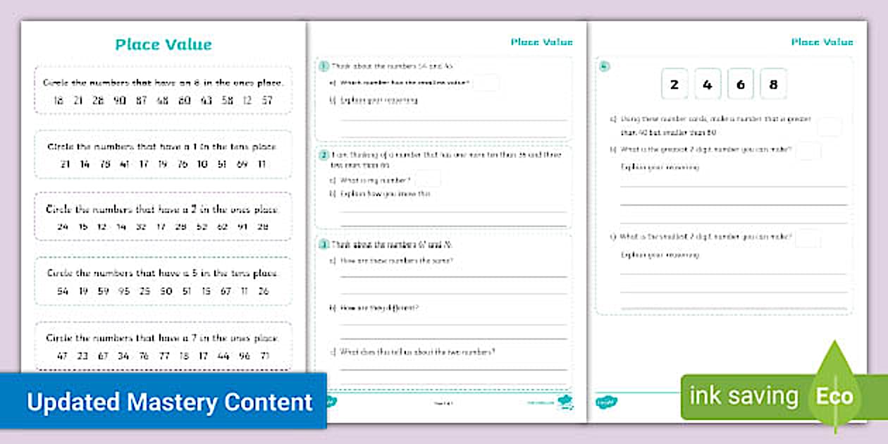 Place Value Worksheet -Year 2 Place Value in 2-Digit Numbers