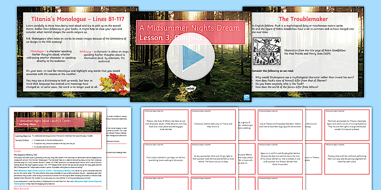 A Midsummer Night's Dream Lesson 3: Conflict (teacher made)