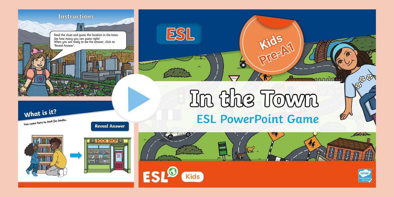 ESL In the Town PPT Game for Kids (teacher made) - Twinkl