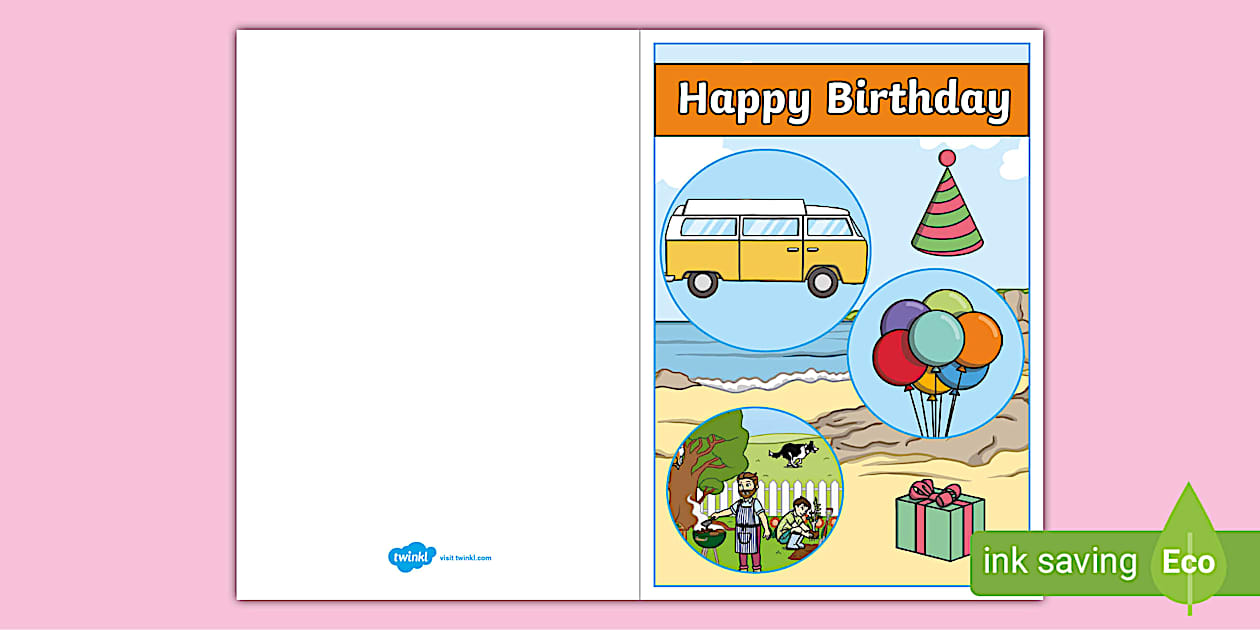 Campervan Birthday Card (Teacher-Made) - Twinkl