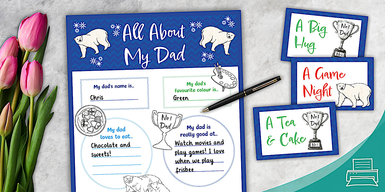 All About My Dad Activity Sheet (teacher made) - Twinkl
