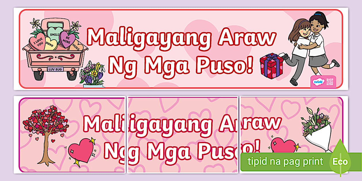 Maligayang Araw Ng Mga Puso Banner | Philippines | Twinkl
